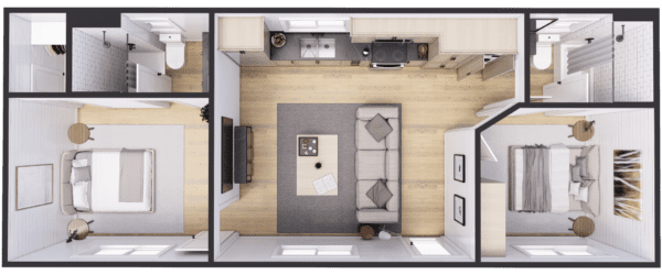 The Double Duo: 2 Bed 2 Bath Container Home by Custom Container Living