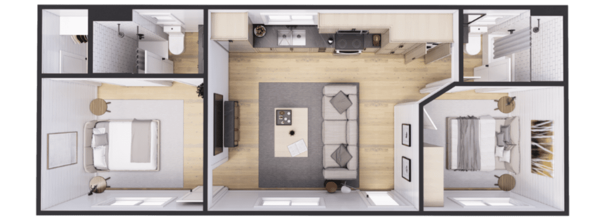 The Double Duo: 2 Bed 2 Bath Container Home by Custom Container Living