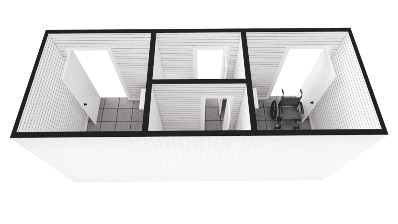 20-Foot ADA Complaint Shipping Container Bathroom with Centered Stall