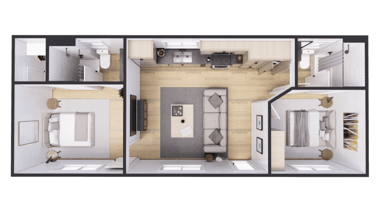 The Double Duo: 2 Bed 2 Bath Container Home by Custom Container Living